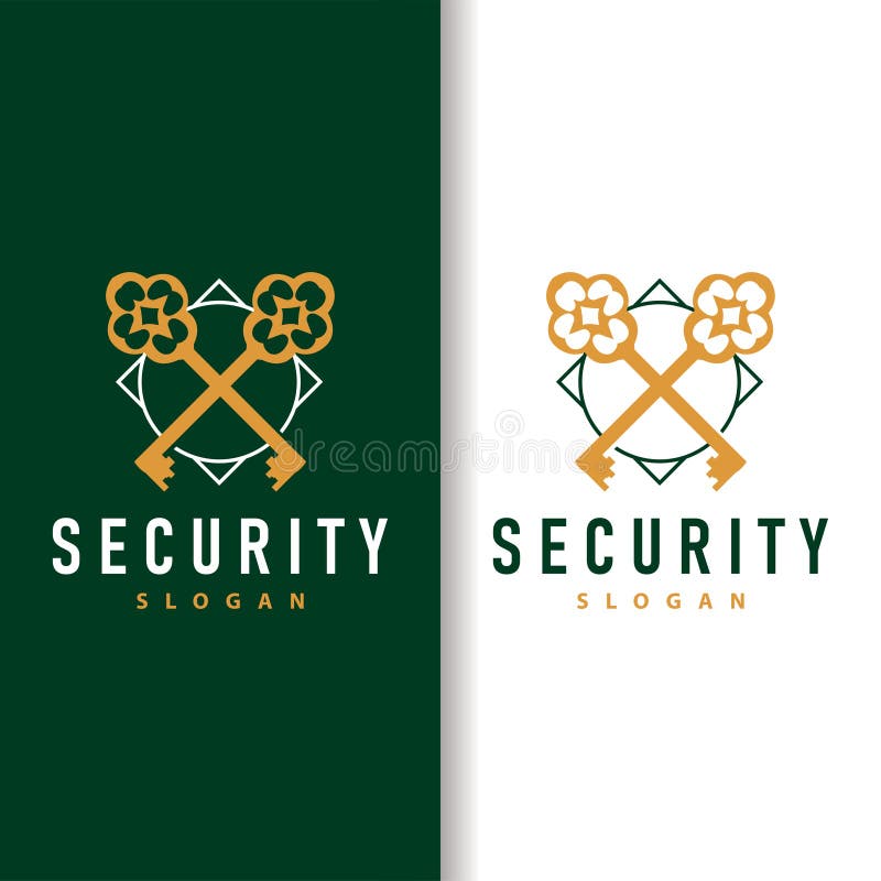 Home Security Design Simple Key Logo Old Vintage Minimalist Template ...