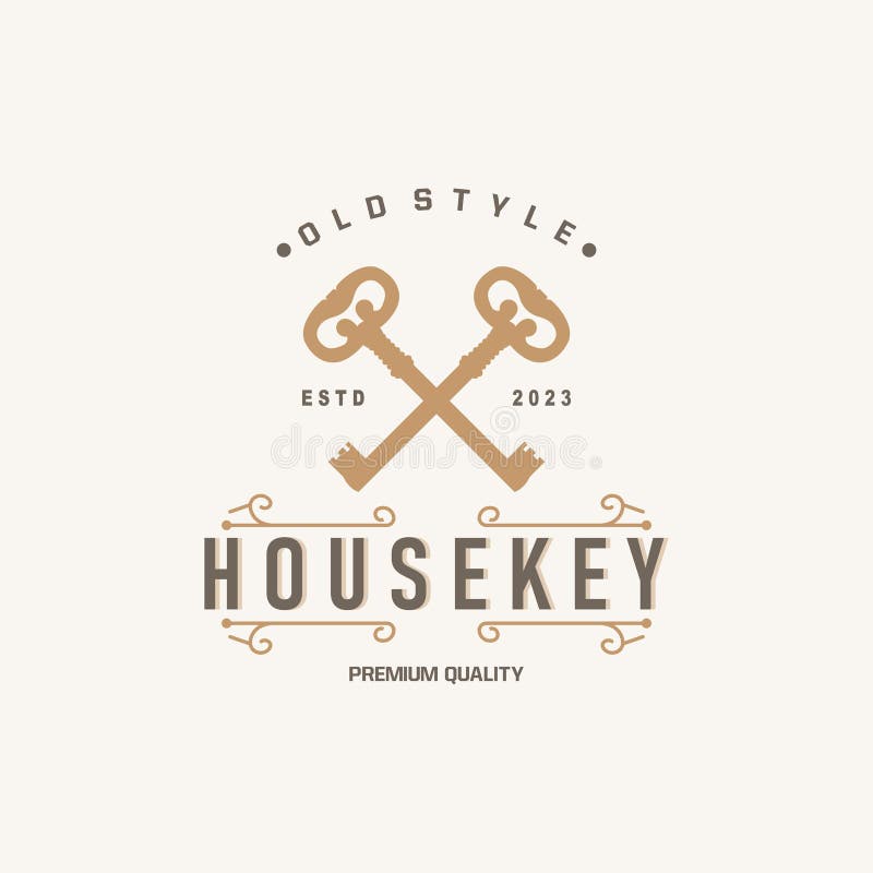 Home Security Design Simple Key Logo Old Vintage Minimalist Template ...