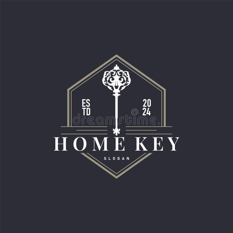 Home Security Design Simple Key Logo Old Vintage Minimalist Template ...