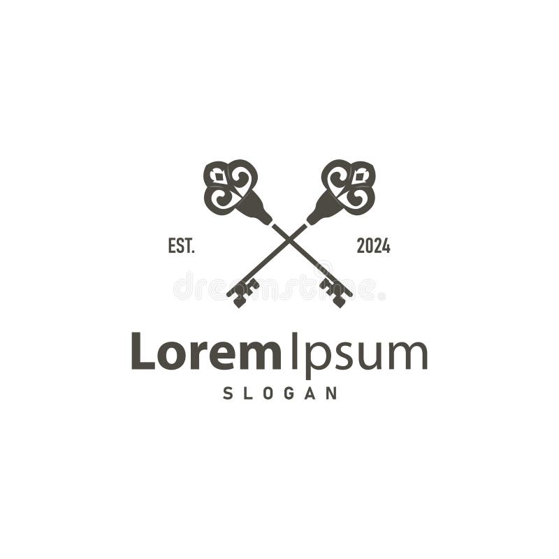 Home Security Design Simple Key Logo Old Vintage Minimalist Template ...