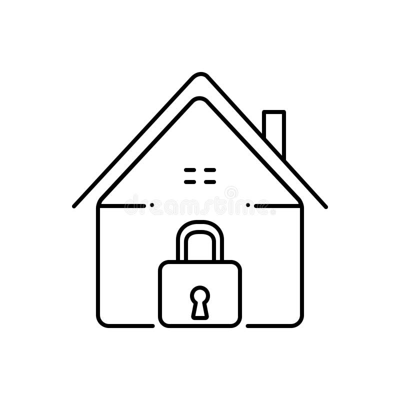 Black Line Icon for Home Security, Safe and Secure Stock Vector ...