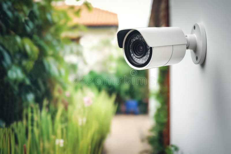 Home Security. Outdoor Surveillance Camera on House Wall Stock ...