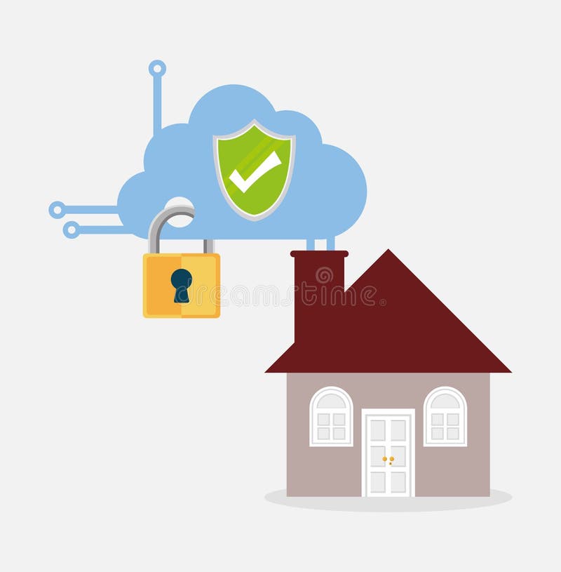 Home Security Shield Protection Cloud Smart Stock Illustration ...