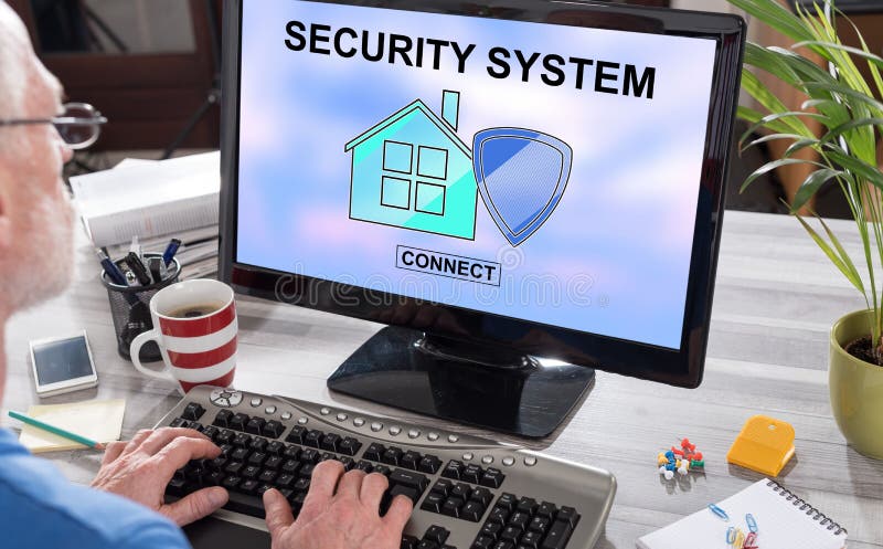 Home Security System Concept on a Computer Stock Image - Image of ...