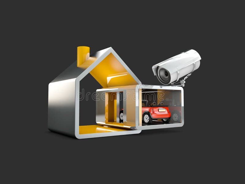Home Security System, 3d Illustration, Isolated Black Stock ...