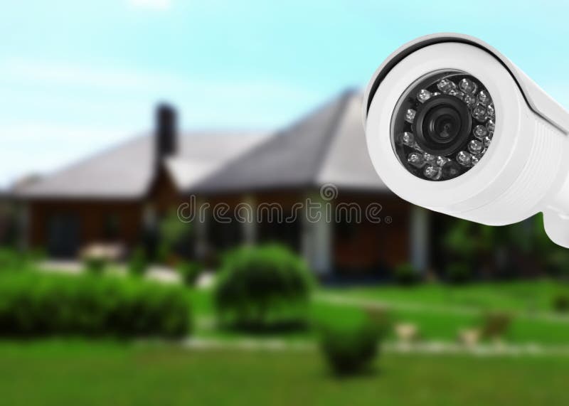 Home Security. House Under CCTV Camera Surveillance Stock Photo - Image ...