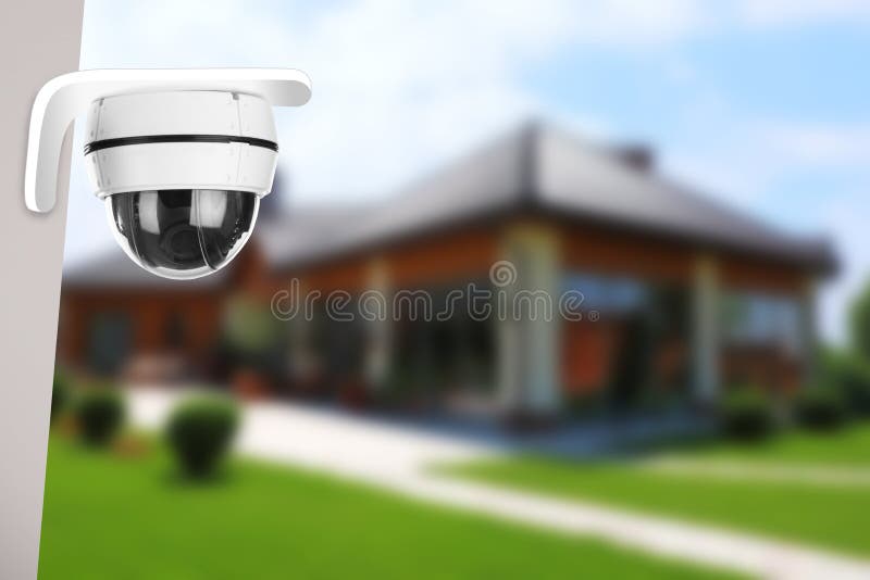 Home Security. House Under CCTV Camera Surveillance Stock Photo - Image ...