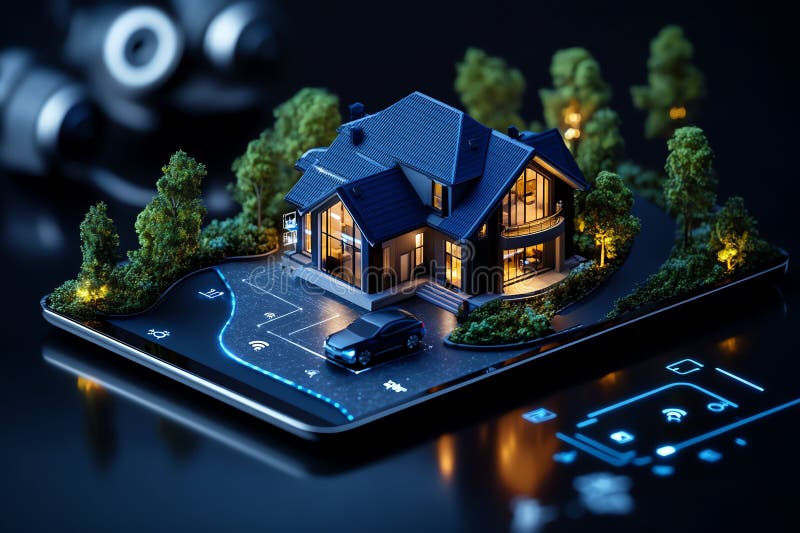 A Home Security System Interface on a Tablet, Showing a Map of the ...