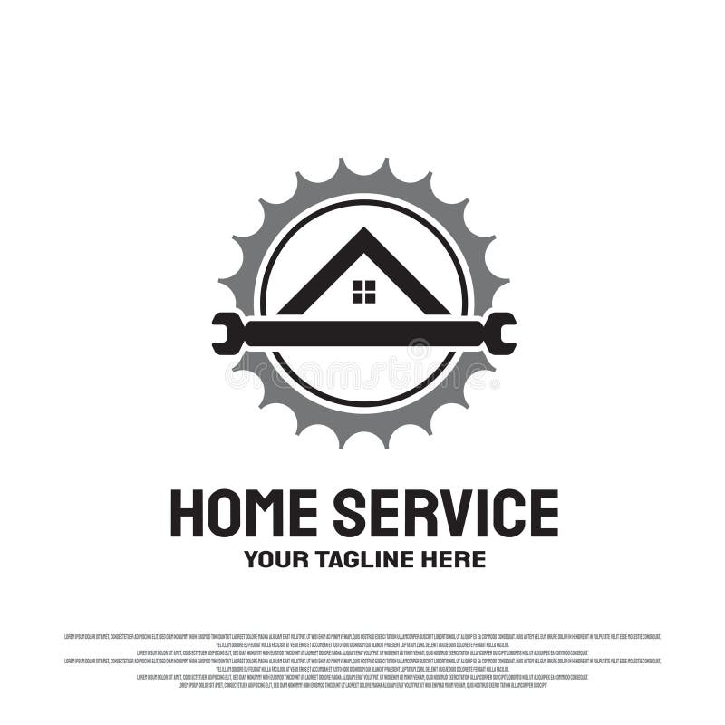 Home Service Logo Design with Gears and Wrench Concept. Machine ...