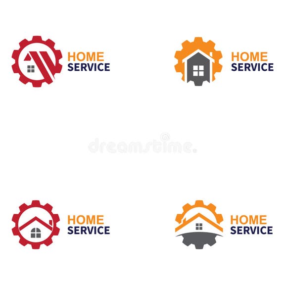 Home Service Logo Design Vector Illustration Home Gear Logo Template ...