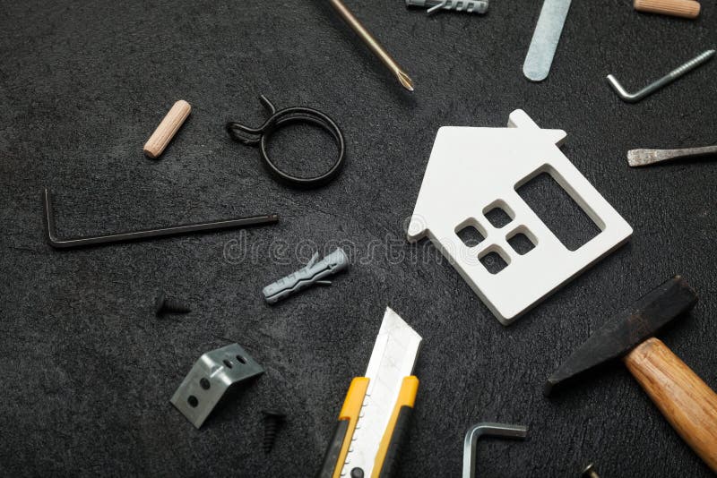 Home Service, Repair Construction. Fix House Background Stock Photo ...