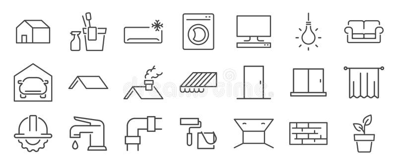 Home Services Icon Set. it Includes Renovation, Home Improvement, and ...