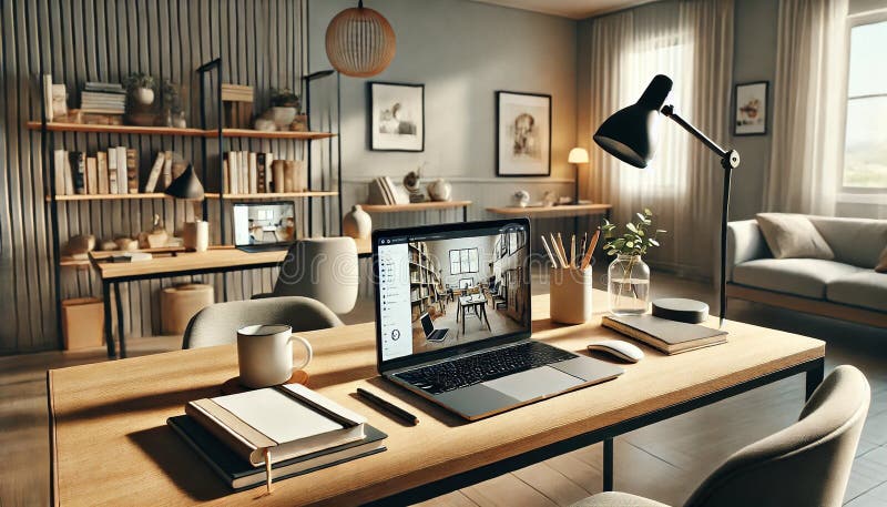 Home Setup for Online Education with Modern Organized Study Space Stock ...