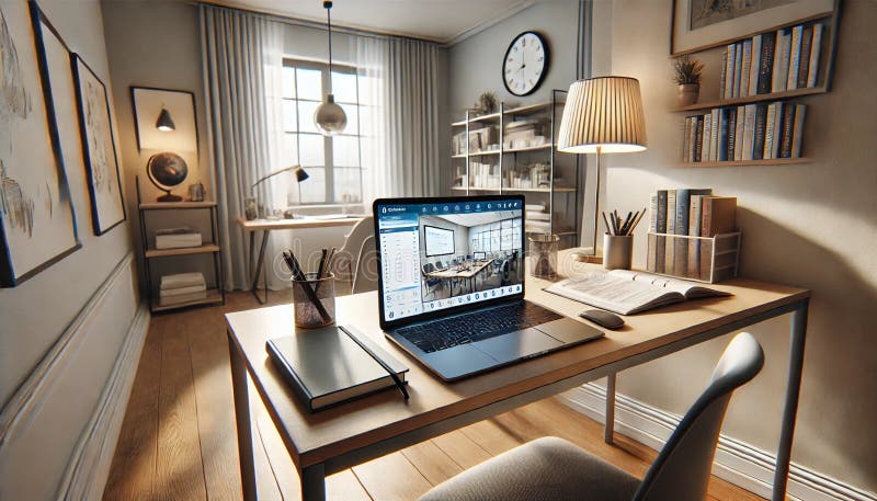 Home Setup for Online Education with Modern Organized Study Space Stock ...