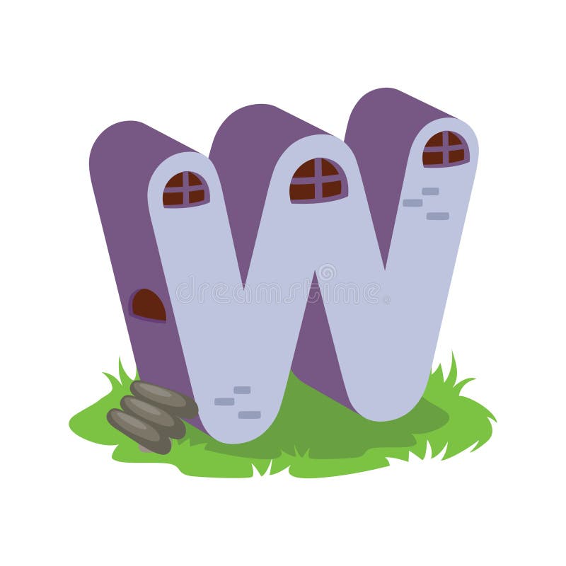 Home in the Shape of Alphabet W. Vector Illustration Decorative Design ...