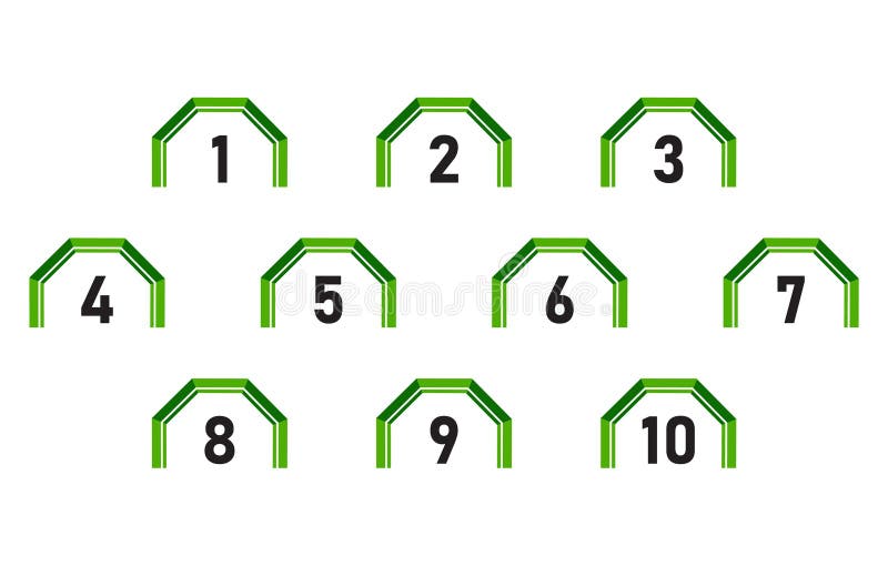 Home Shape Green Bullet Number Set Stock Vector - Illustration of ...