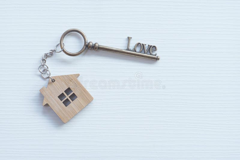 Home Shape Keyring And Love Shape Key On White Background Stock Image ...