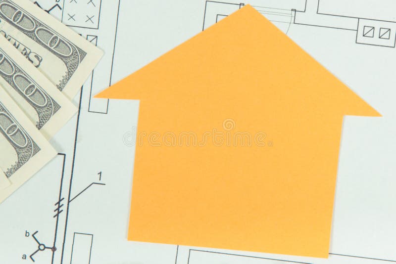 Home Shape and Money on Electrical Drawing, Concept of Selling and ...
