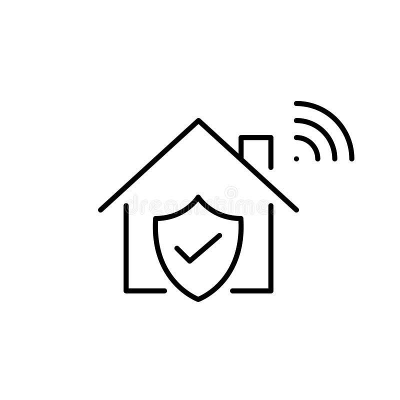 Home, Shield with Checkmark and Wi-fi Symbol. Private Internet Network ...
