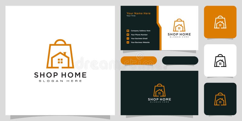 Home Shop Logo Vector Design and Business Card Stock Vector ...