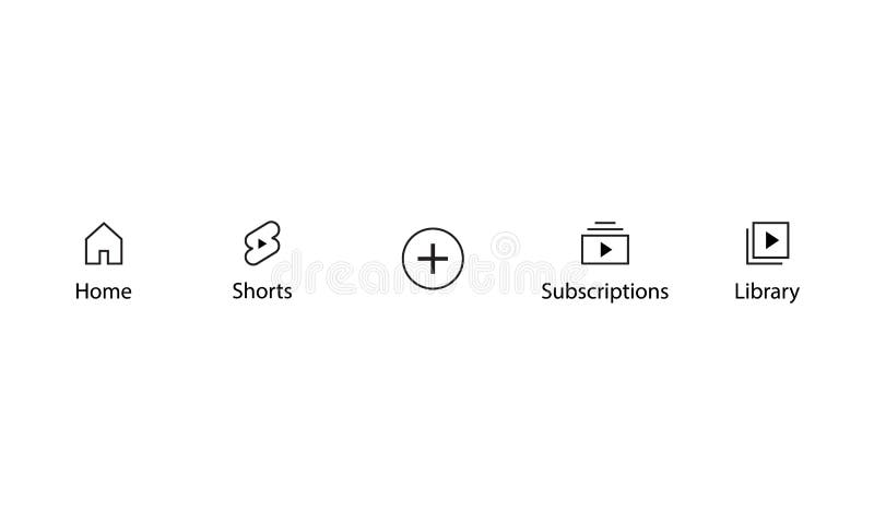 Home, Shorts, Create, Subscriptions, and Library. Icon Set of Streaming ... Home, Shorts, Create, Subscriptions, and Library. Icon Set of Streaming ...