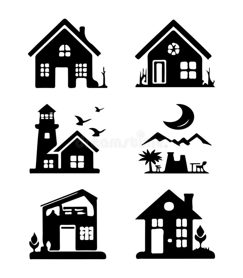Home Silhouette Vector Icon Collections Stock Illustration ...