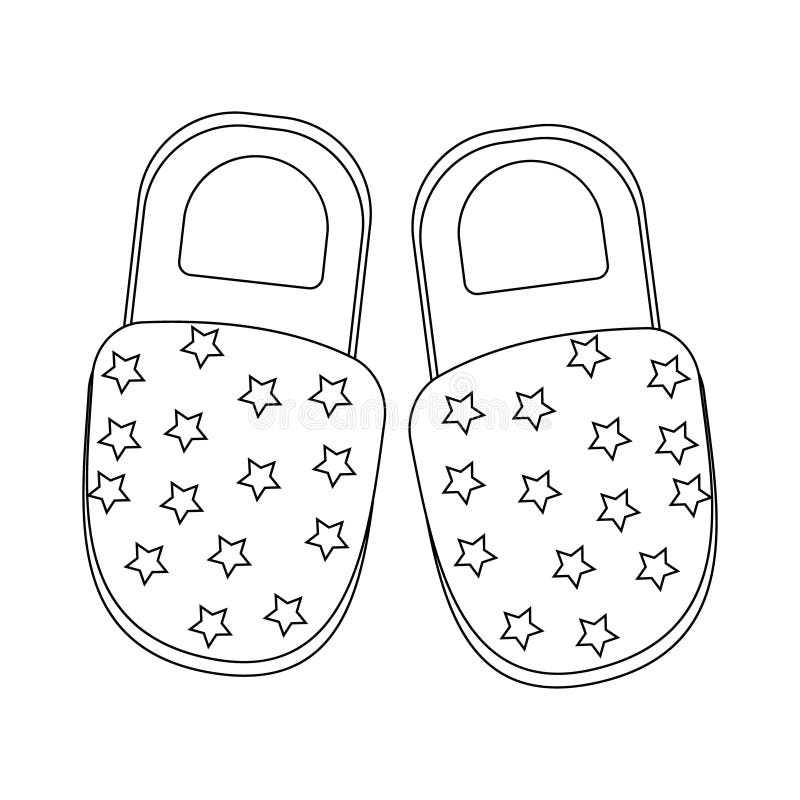 Home Slippers Black Outline, Vector Illustration Stock Vector ...