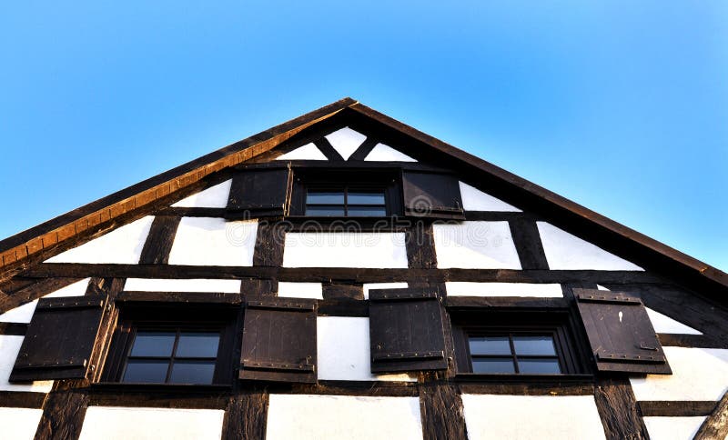 Home with sloping roof stock photo. Image of nogged, sloping - 13273738