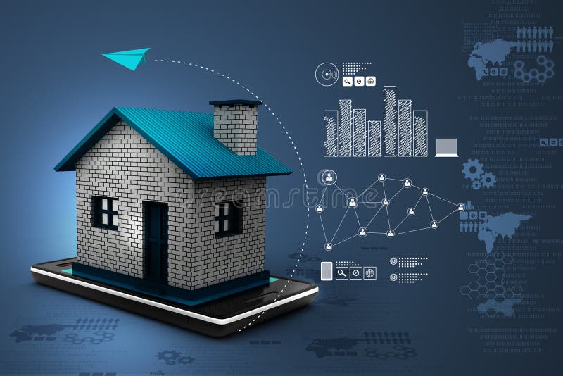 Blue Home Symbol on Dark Blue Background Stock Vector - Illustration of ...