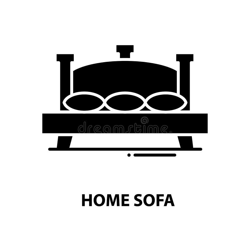 Home Sofa Icon, Black Vector Sign with Editable Strokes, Concept ...