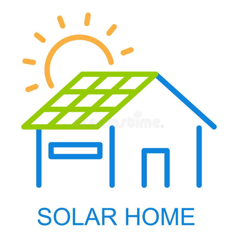 Home Solar Energy Flat Logo. Solar Panel and Sun, Vector Illustration ...