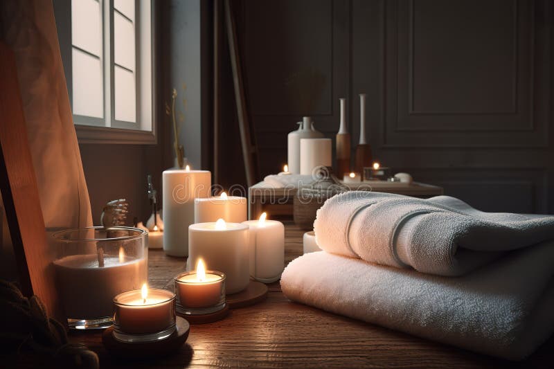 Home Spa Create A Set Of Images That Showcase A Luxurious Pampering Home Spa Generative Ai