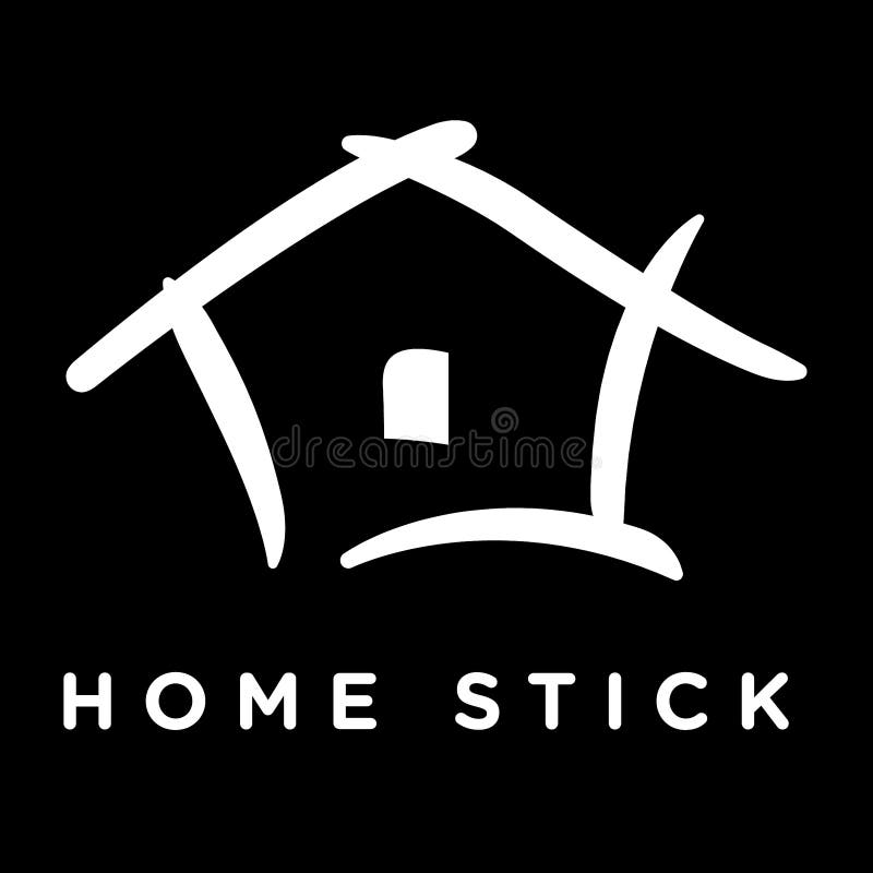 Home Stick Logo Design Simple Stock Vector - Illustration of logo ...