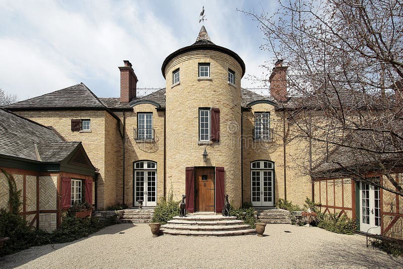 Home with stone turret stock image. Image of dwelling - 10259333