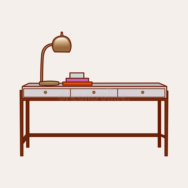 Home Study Room with Books and Lamp Stock Vector - Illustration of work, vector: 327038663