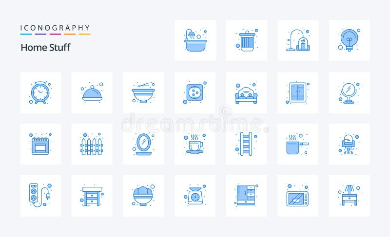 25 Home Stuff Blue Icon Pack Stock Vector - Illustration of sofa ...
