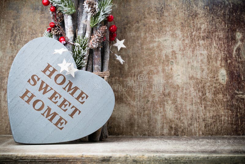 Home. Sweet Home. Interior Decor. Rustic Heart. Stock Photo - Image of ...