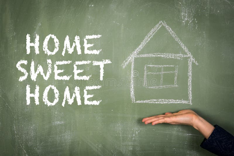HOME SWEET HOME. Text on a Green Chalkboard Stock Image - Image of ...