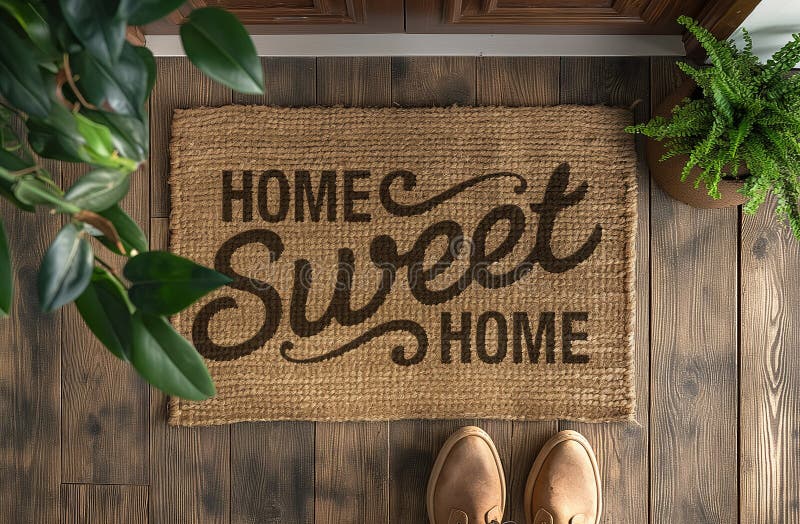 Home Sweet Home Welcome Mat at Front Door of House. Generative AI Stock ...
