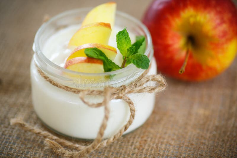 Home Sweet Yogurt with Apples Stock Photo - Image of bacteria, diet ...
