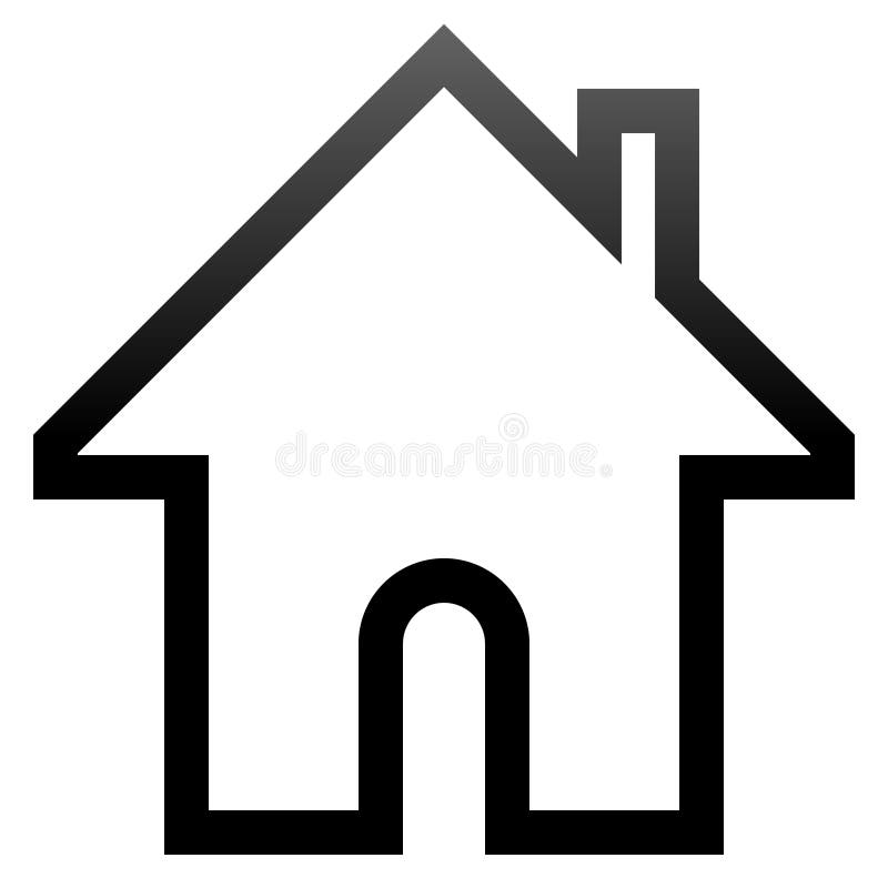Home Symbol Icon - Black Gradient Outline, Isolated - Vector Stock ...