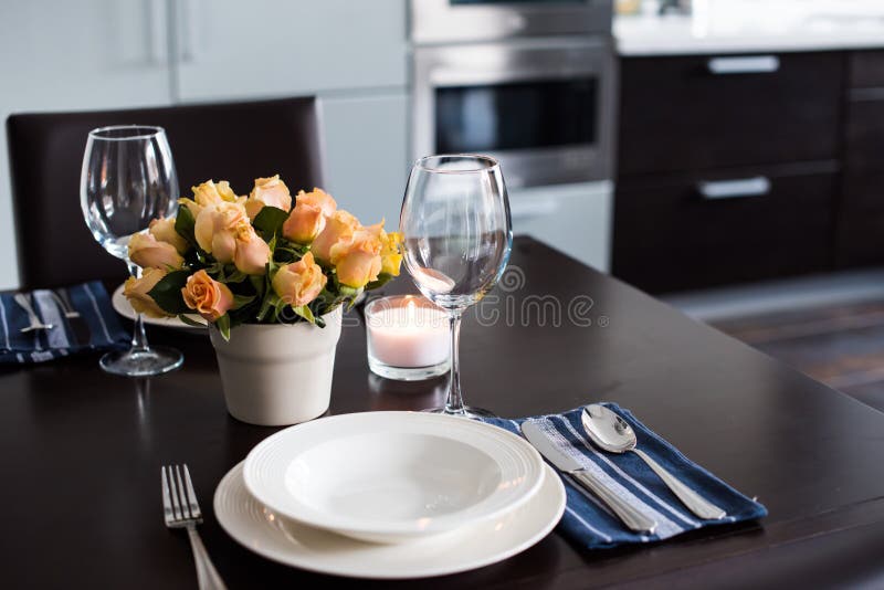 Home table setting stock photo. Image of bright, elegance - 54278470
