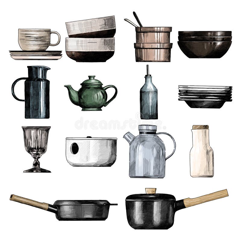 Stack Plates Sketch Stock Illustrations – 7 Stack Plates Sketch Stock ...