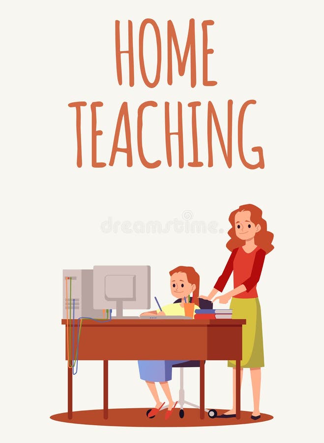 Home Schooling Banner With Child Getting Lesson Online Flat Vector ...