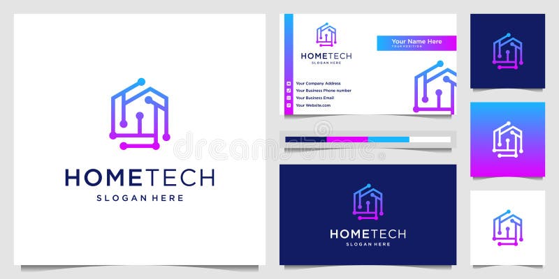 Home Tech with Connection Dot Line Art Style Logo Design and Business ...