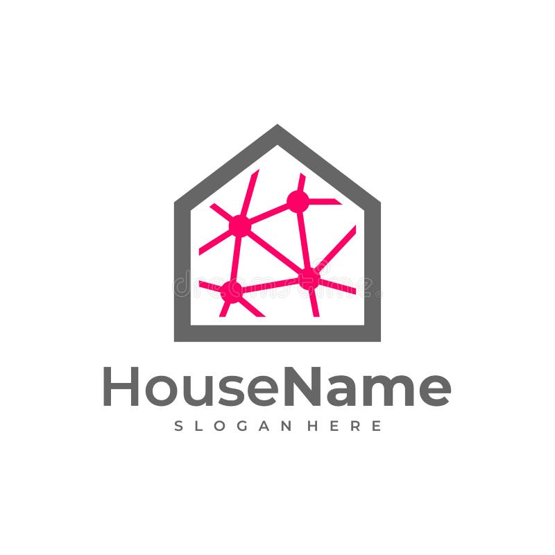 Home Tech with Connection Dot Line Art Style Logo Design Vector ...