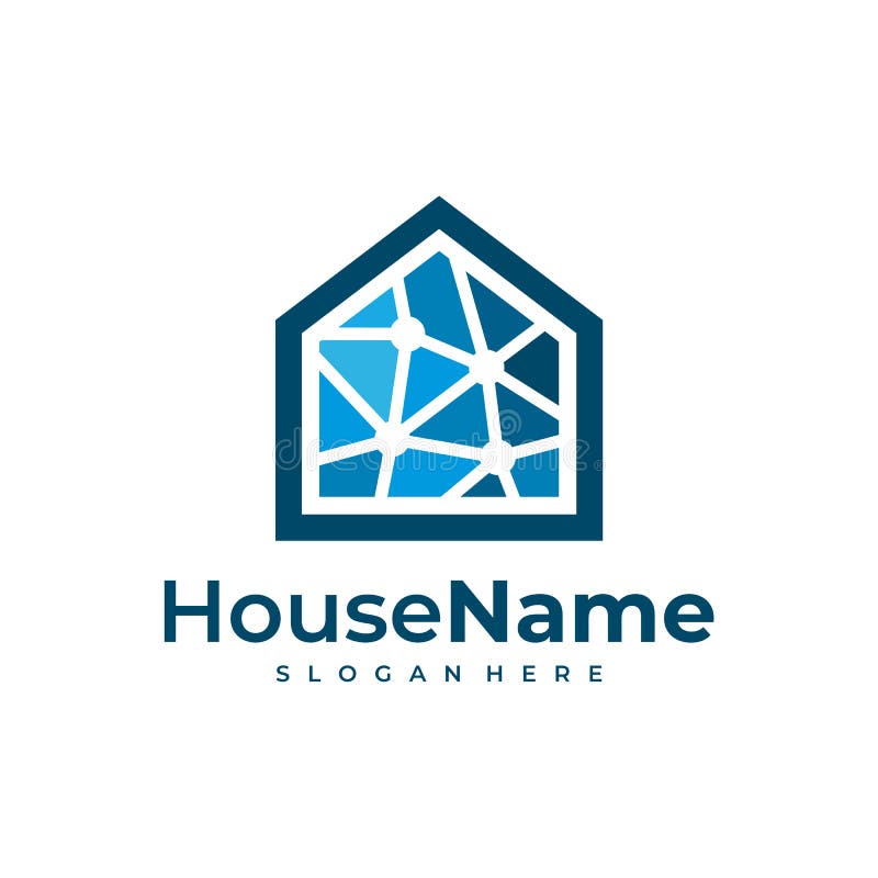 Home Tech with Connection Dot Line Art Style Logo Design Vector ...
