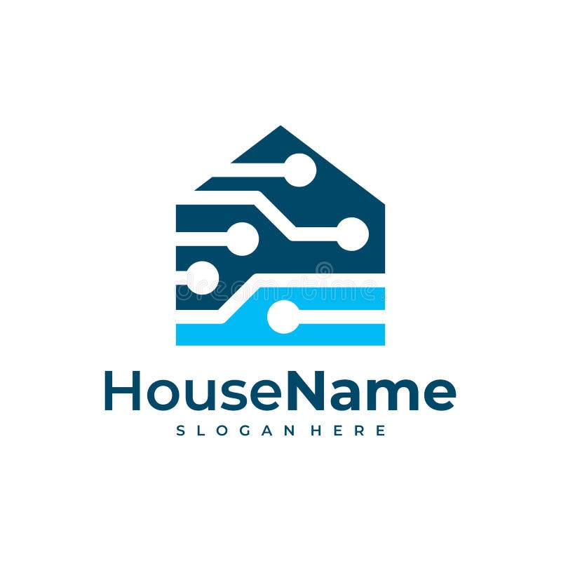 Home Tech with Connection Dot Line Art Style Logo Design Vector ...