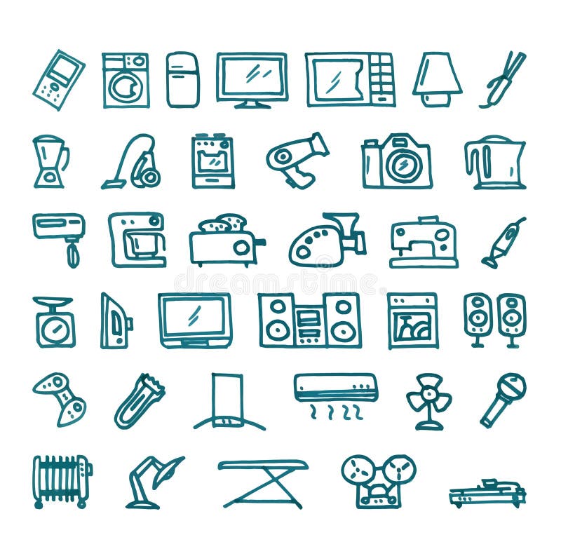 Home technics icon set stock vector. Illustration of equipment - 112640694