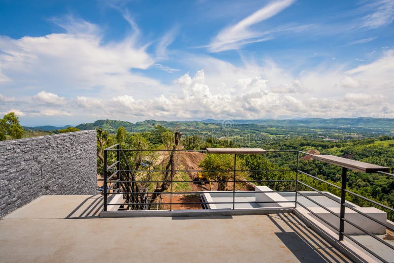 Home Terrace on Mountain View Stock Image - Image of home, table: 156489167